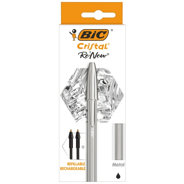 BIC Cristal Re'New Ball Pen + 2 Refill Cartridges - Black | Adelaide's ...