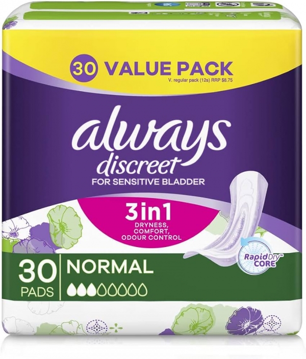 Always Discreet Normal Incontinence Pads 30 Pack | Adelaide's Finest ...