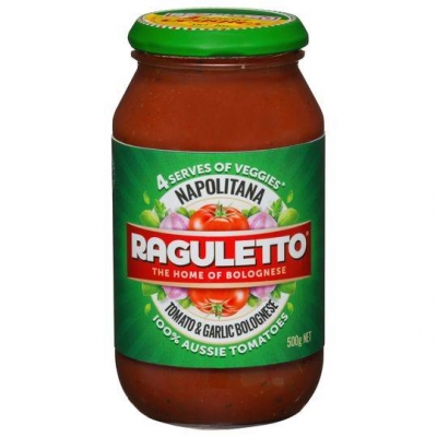 Raguletto Pasta Sauce Napolitana Garlic & Bolognese 500g | Adelaide's ...