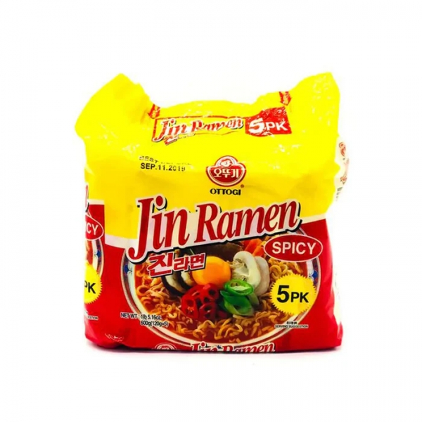Ottogi Noodles Jin Ramen Spicy 5 Pack 600g | Adelaide's Finest Supermarkets