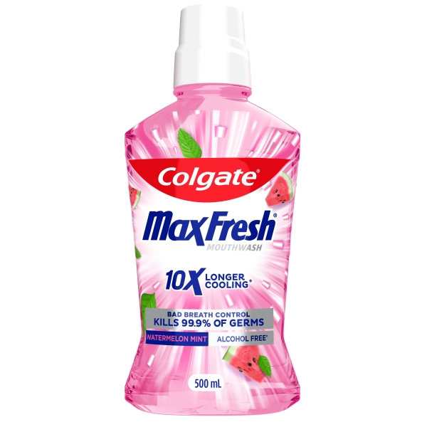 Colgate Mouthwash Max Fresh Watermelon Mint Alcohol Free 500ml ...