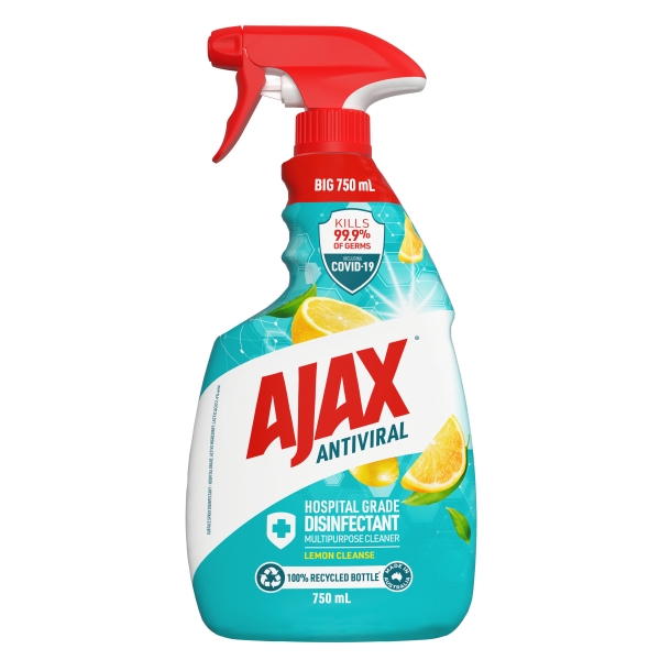 Ajax Antiviral Disinfectant Multi-Purpose Cleaning Spray Lemon 750ml ...