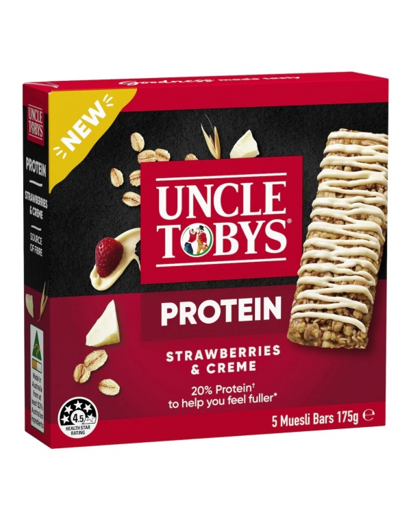 Uncle Toby's Protein Muesli Bars Strawberries & Creme 5 Pack 175g ...