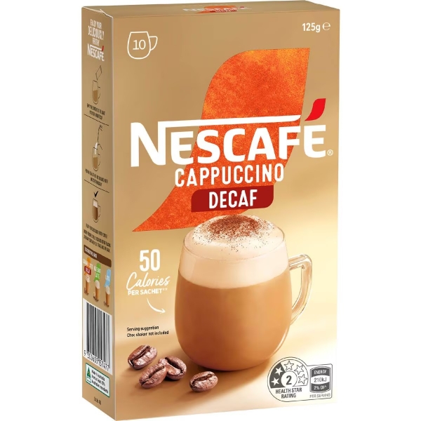 Nescafe Sachets Cappuccino Decaf 10 Pack 125g | Adelaide's Finest ...