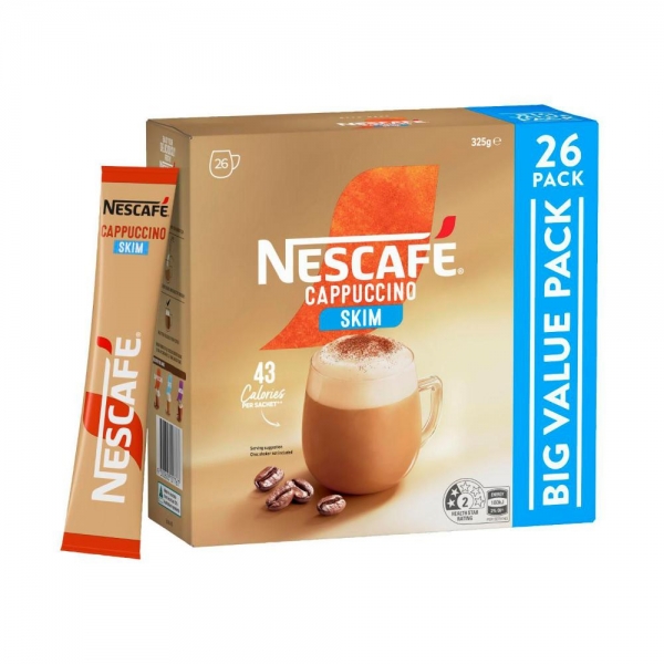 Nescafe Coffee Sachets Cappuccino Skim 26 Pack 325g | Adelaide's Finest ...