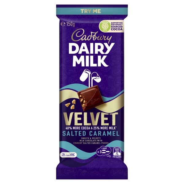 Cadbury Dairy Milk Block Velvet Salted Caramel 150g | Adelaide's Finest ...