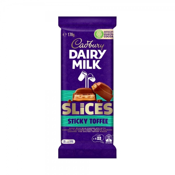 Cadbury Dairy Milk Block Slices Sticky Toffee 178g | Adelaide's Finest ...