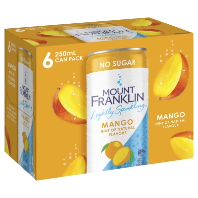 Mount Franklin Lightly Sparkling Mango Mini Cans 6 x 250ml | Adelaide's Finest Supermarkets