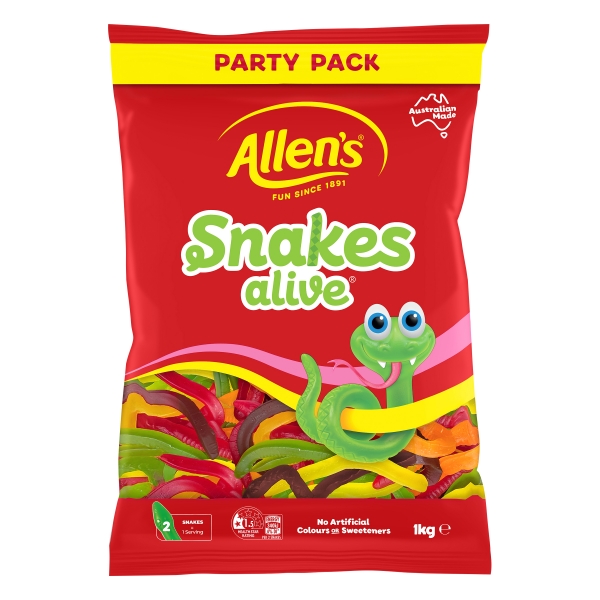 Allen's Snakes Alive Party Pack 1kg | Adelaide's Finest Supermarkets