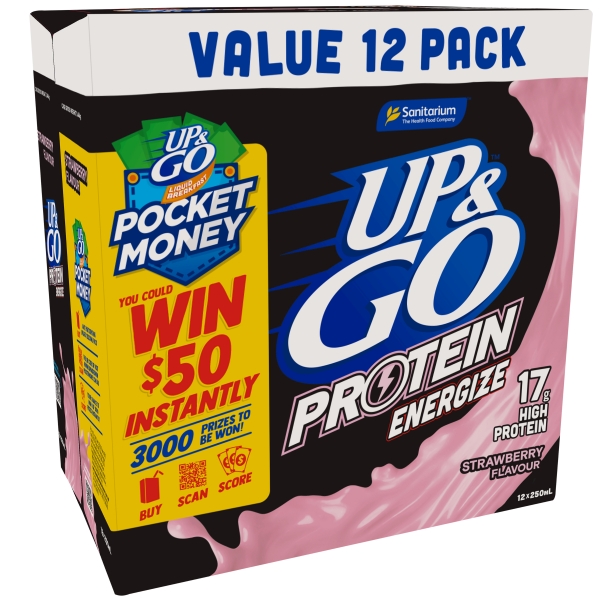 Sanitarium Up & Go Protein Energize Strawberry 12 x 250ml | Adelaide's ...
