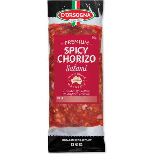 D'orsogna Deli Fresh Spicy Chorizo Salami Pre-Pack 80g | Adelaide's ...