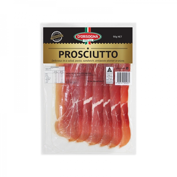 D'Orsogna Prosciutto Sliced Pre-Pack 90g | Adelaide's Finest Supermarkets