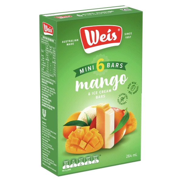 Weis Mini Bars Mango 6 Pack 264g | Adelaide's Finest Supermarkets