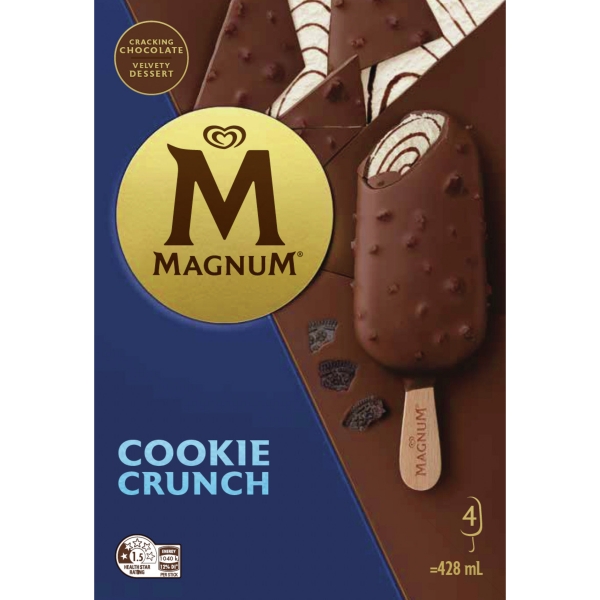 Streets Magnum Ice Cream Cookie Crunch 4 Pack 360ml | Adelaide's Finest ...