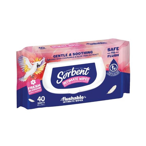 Sorbent Flushable Intimate Wipes 40 Pack | Adelaide's Finest Supermarkets