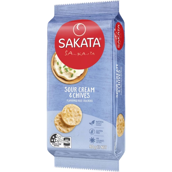 Sakata Rice Crackers Sour Cream & Chives 90g | Adelaide's Finest ...