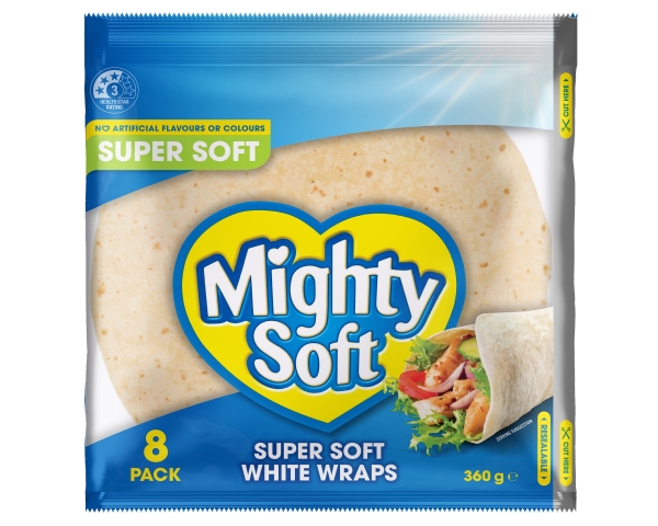 Mighty Soft Wraps White 8 Pack 360g | Adelaide's Finest Supermarkets