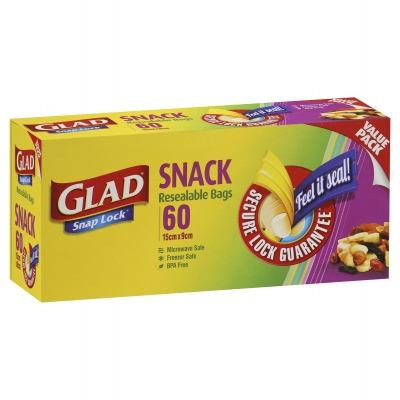 Glad Snap Lock Resealable Bags Snack 60 Pack | Adelaide's Finest ...