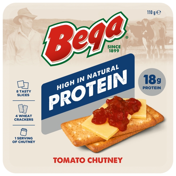 Bega Protein Cheese, Crackers & Tomato Chutney 110g | Adelaide's Finest ...