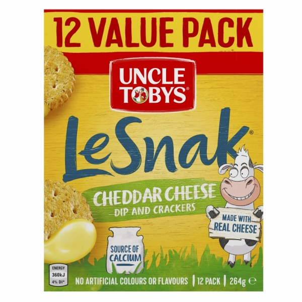 Uncle Tobys Le Snak Cheddar Cheese 12 Pack 264g | Adelaide's Finest ...