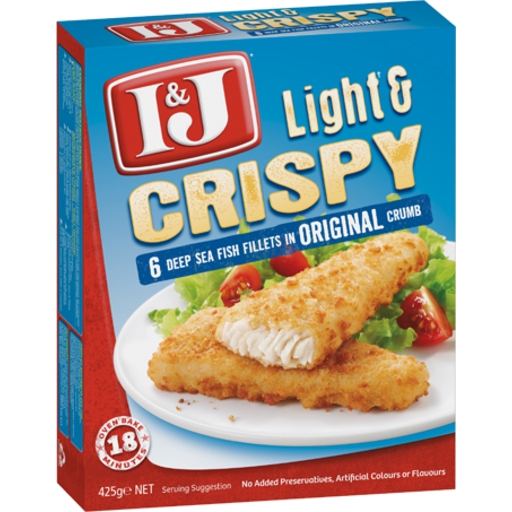 I&J Fish Fillets Light & Crispy Original Crumb 6 Pack 425g | Adelaide's ...