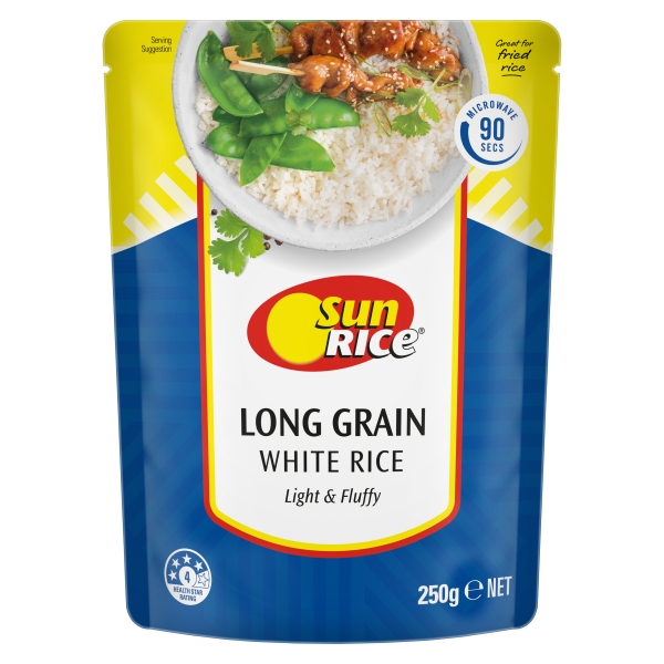 Sunrice White Long Grain Rice Microwave Pouch 250g | Adelaide's Finest ...