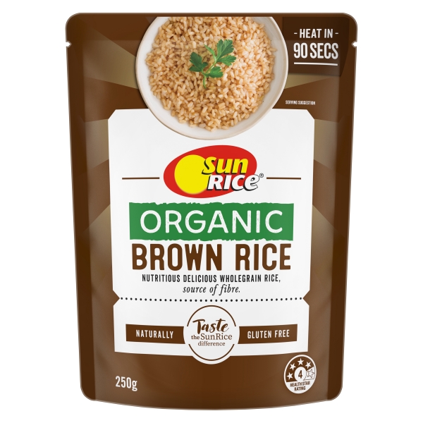 Sunrice Organic Brown Rice Microwave Pouch 250g | Adelaide's Finest ...