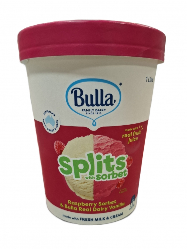 Bulla Splits Sorbet Raspberry 1Lt | Adelaide's Finest Supermarkets