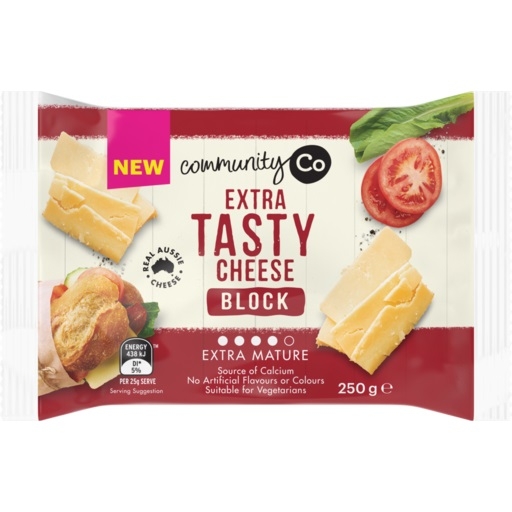 Community Co Cheese Extra Tasty Block 250g | Adelaide's Finest Supermarkets