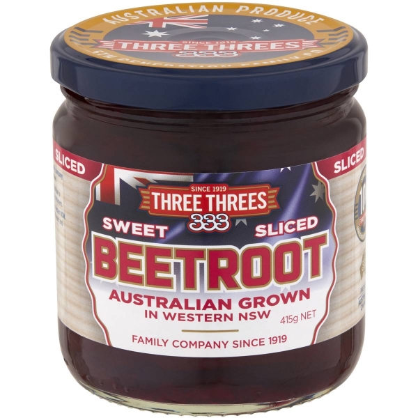 Three Threes Australian Sweet Sliced Beetroot 415g | Adelaide's Finest ...