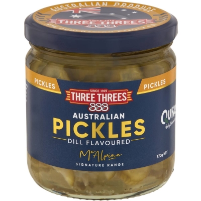 333's Australian Dill Pickles Sliced 370g | Adelaide's Finest Supermarkets