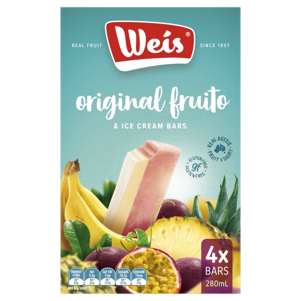 Weis Bar Original Fruito & Ice Cream 4 Pack 280ml | Adelaide's Finest ...