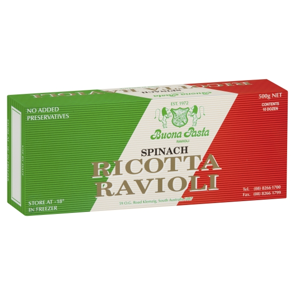 Buona Pasta Frozen Ravioli Spinach Ricotta 500g | Adelaide's Finest ...