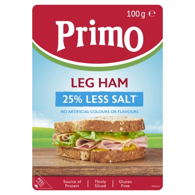 Primo Sliced Leg Ham 25% Less Salt 100g | Adelaide's Finest Supermarkets