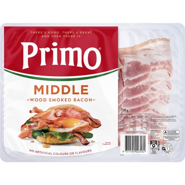 Primo Middle Bacon 750g | Adelaide's Finest Supermarkets
