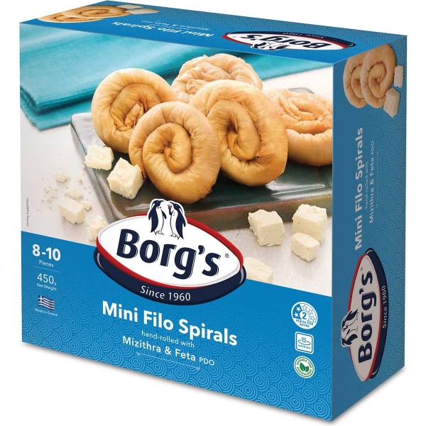 Borg's Mini Filo Spirals Mizithra & Feta 450g | Adelaide's Finest ...