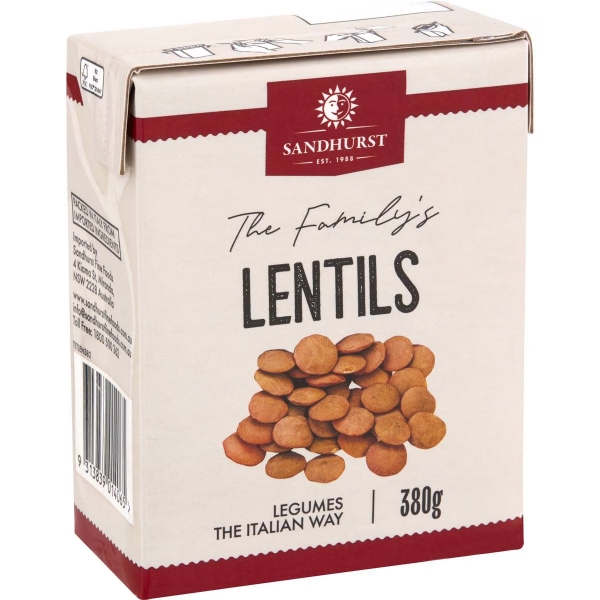 Sandhurst Lentils Tetra Pack 380g | Adelaide's Finest Supermarkets