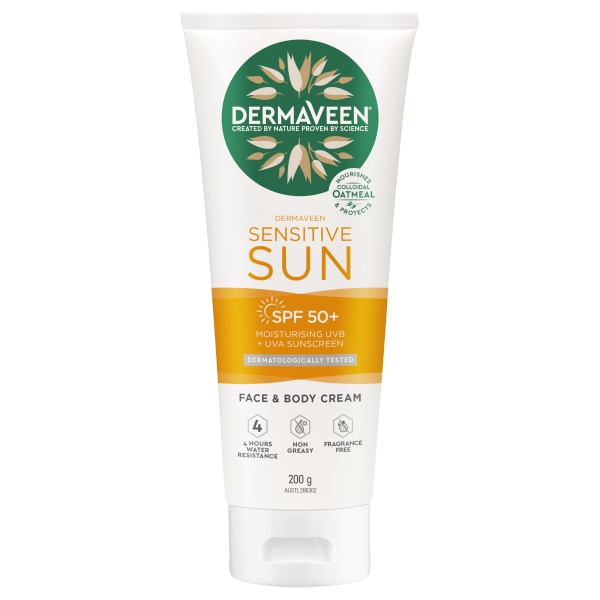 DermaVeen Sensitive Sun SPF 50+ Face & Body Cream 200g | Adelaide's ...