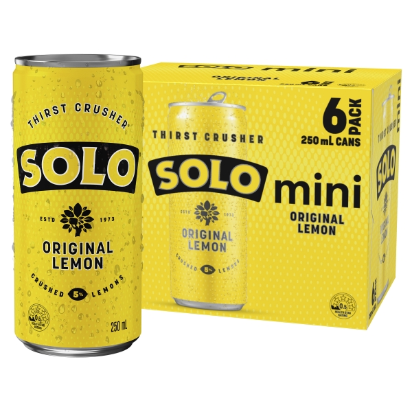 Solo Original Lemon 6 x 250ml Mini Cans | Adelaide's Finest Supermarkets