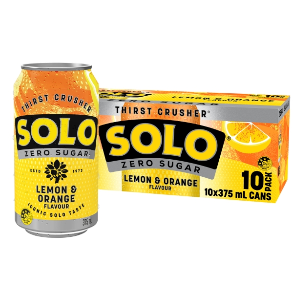 Solo Lemon & Orange Zero Sugar 10 x 375ml Cans | Adelaide's Finest ...