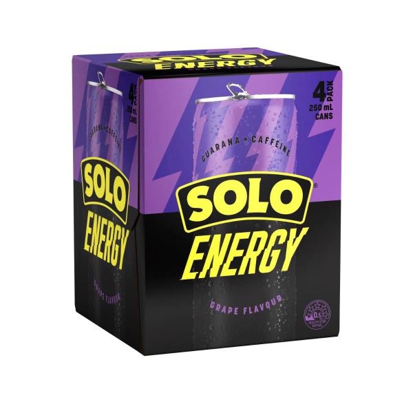 Solo Energy Drink Grape 4 x 250ml | Adelaide's Finest Supermarkets