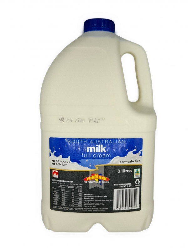 Foodland Full Cream Milk 3lt | Adelaide's Finest Supermarkets