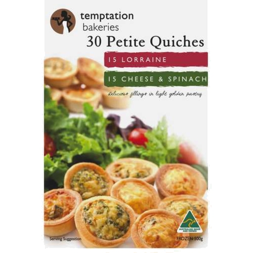 Temptation Bakeries Petite Quiches Mixed 30 Pack 500g | Adelaide's ...
