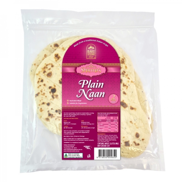 Bake Stone Deli Sharma's Naan Plain 2 Pack 250g | Adelaide's Finest ...