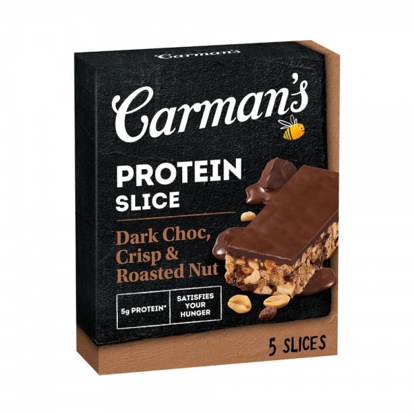 Carman's Protein Slice Dark Choc, Crisp & Roasted Nut 5 Pack 175g ...