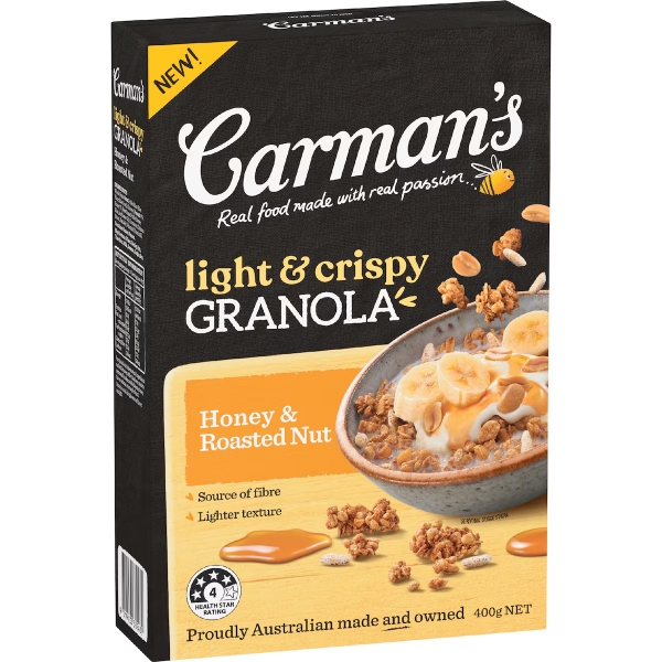 Carman's Granola Light & Crispy Honey & Roasted Nut 400g | Adelaide's ...