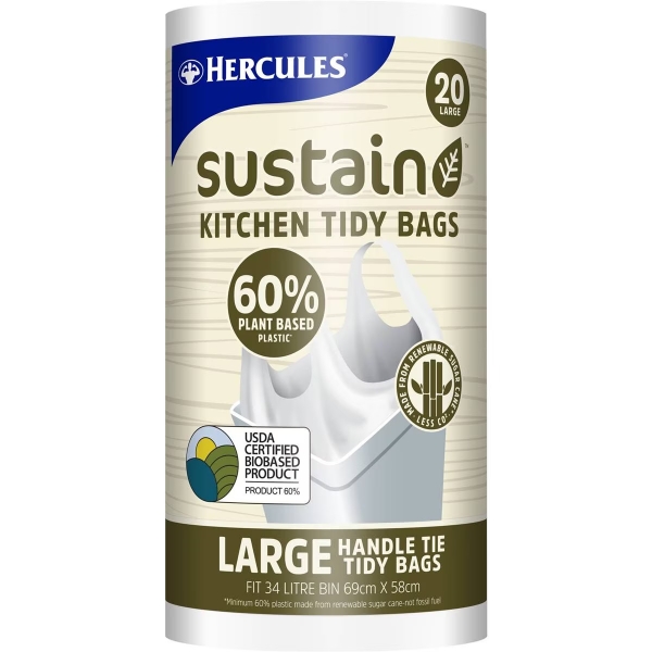 Hercules Sustain Kitchen Tidy Bags Large 34lt 20 Pack | Adelaide's ...
