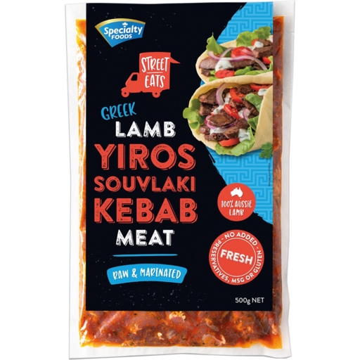 Specialty Foods Street Eats Greek Lamb Yiros Meat Raw & Marinated 500g ...