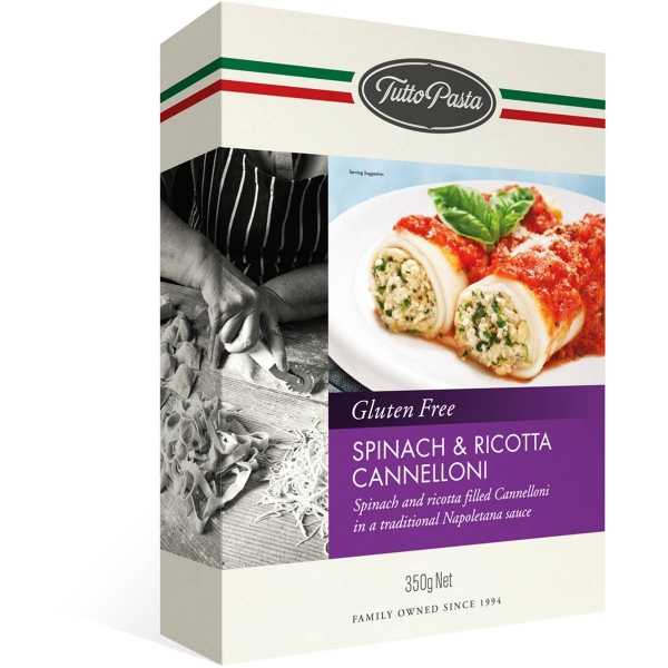 Tutto Pasta Frozen Gluten Free Spinach & Ricotta Cannelloni 350g ...