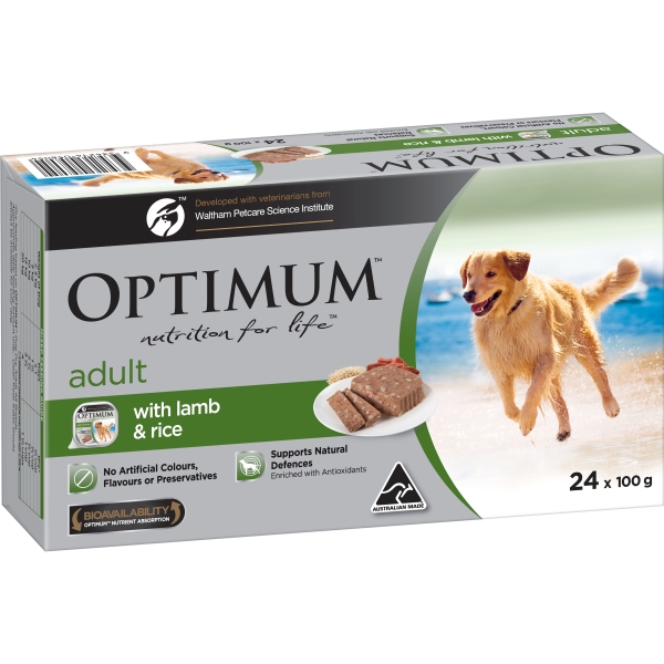 Optimum Adult Dog Food Lamb & Rice 24 x 100g | Adelaide's Finest ...
